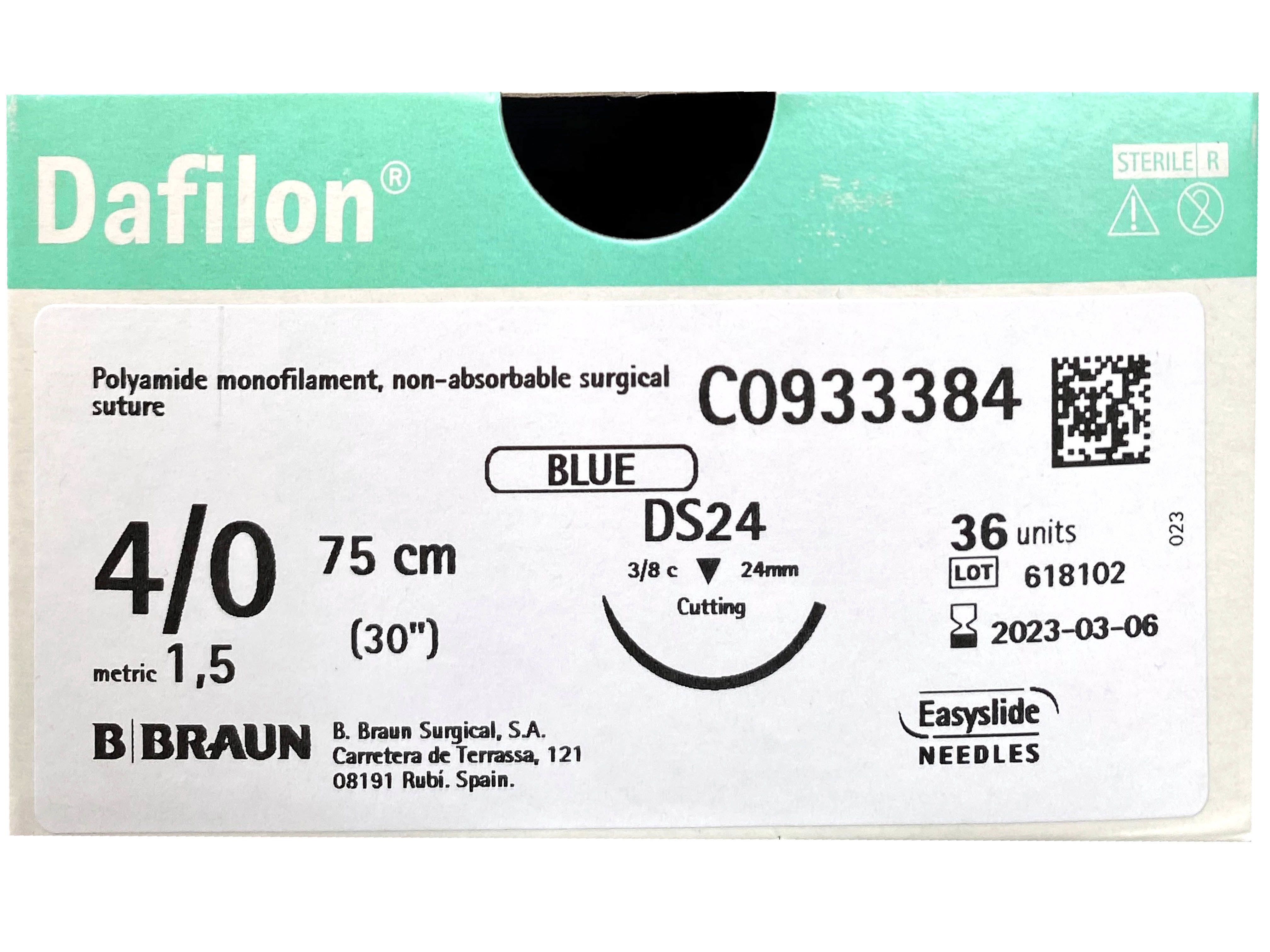 Dafilon 4-0 USP DS24 75 cm 12 stk. Akselsens Agenturer A/S