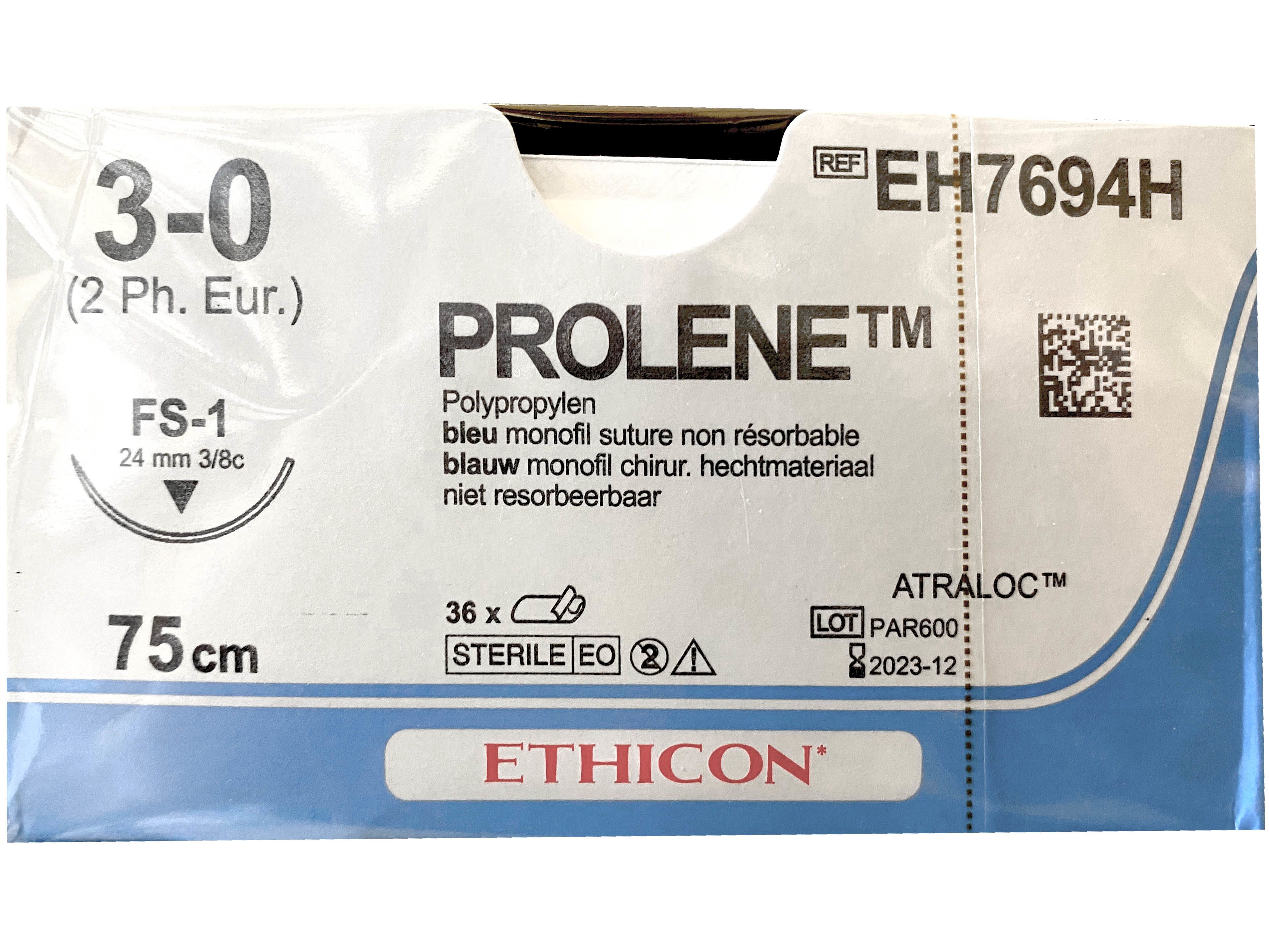 Prolene 3-0 USP FS-1 75cm / 12 stk. (eske = 3 x 12) - EH7694H Akselsens Agenturer A/S