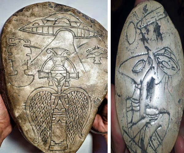 Aztec Astronaut Carving