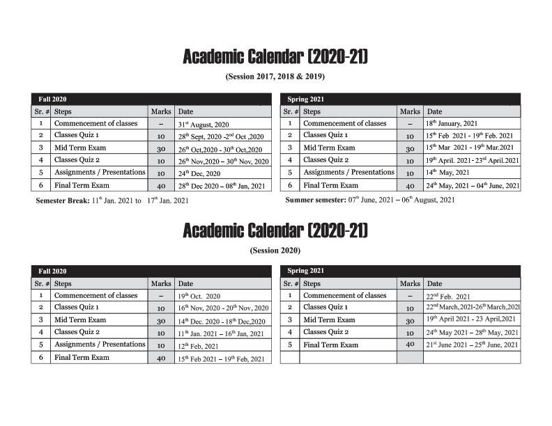 Academic Calendar – Muhammad Nawaz Sharif University of Engineering and ...