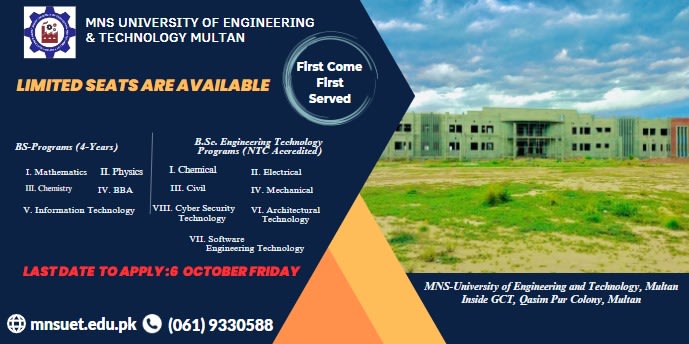 Admission Updates – MNS University of Engineering and Technology