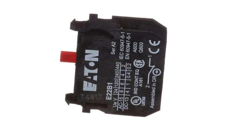 Eaton - Cutler Hammer E22B1 Pushbutton Contact Block, 22.5mm, SPST, 1NC ...
