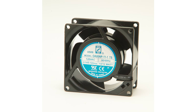 Orion Fans OA80AP-11-3WB AC Fan, 115V,80x80x38mm, 17CFM,5W, 18dB ...