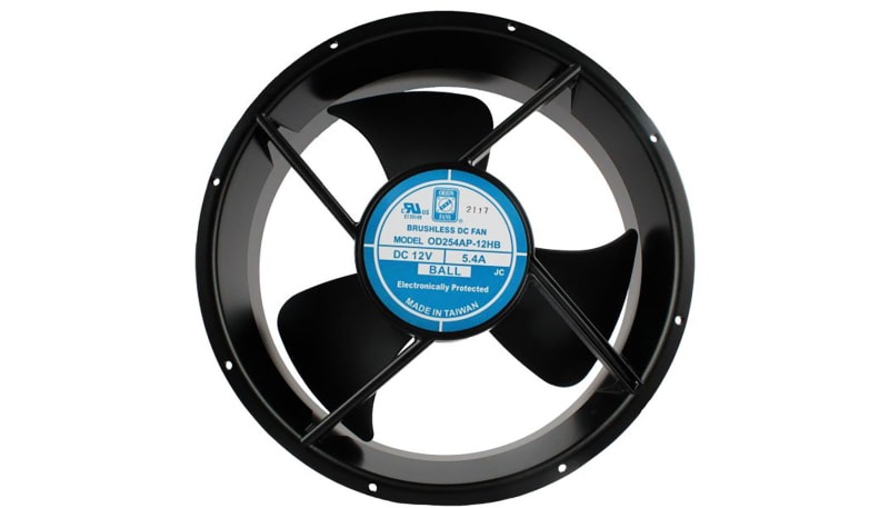 Orion Fans OD254AP-12HB DC Fan, Square, 12V, 254x89mm,Round,830CFM ...