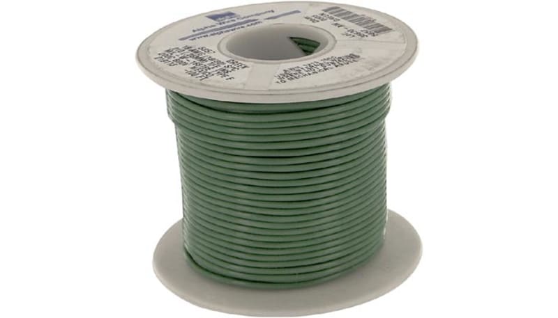 Alpha Wire 5857 GR005 Hook-Up Wire, Copper, 18 AWG, 19x30, Green TFE ...
