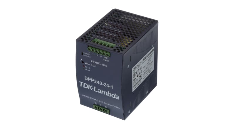 TDK-Lambda DPP240-24-1 AC/DC DIN Rail Power Supply, 24 V, 10A, 240W, 9 ...