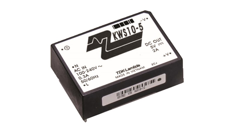 TDK-Lambda KWS10-12 Power Supply,AC-DC,12V,0.9A,85-265VIn,Enclosed,Thru ...