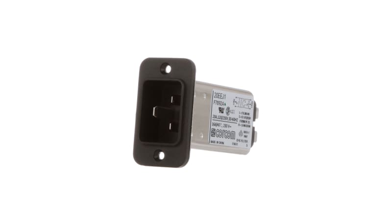 TE Connectivity 20EEJ1 AC Power Entry Module, 20A, 250VAC,Filtered ...
