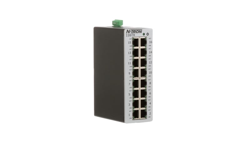 Red Lion Controls 116TX Ethernet Switch, 16 Port, Unmanaged, 10 to 30 ...