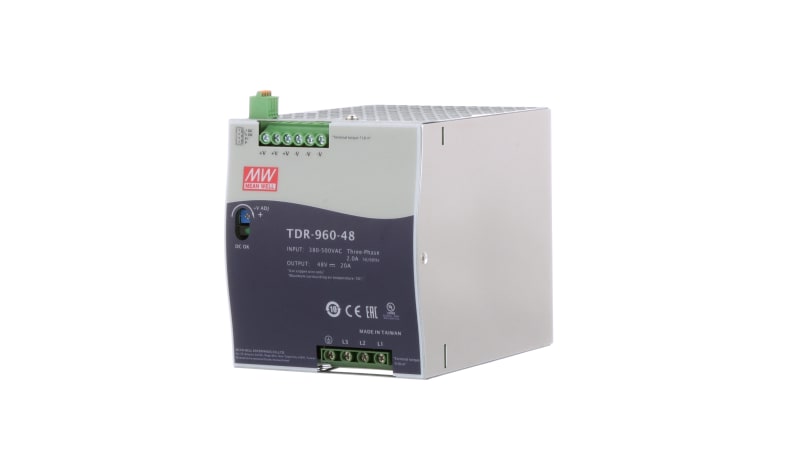MEAN WELL TDR-960-48 Power Supply,AC-DC,48V,20A,380-550V In,Enclosed ...