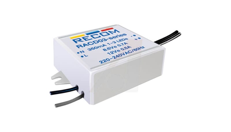 RECOM Power, Inc. RACD03-500 Power Supply,AC-DC,11V,0.5A,90-264V In,Sealed,Pnl Mnt,LED Driver ...