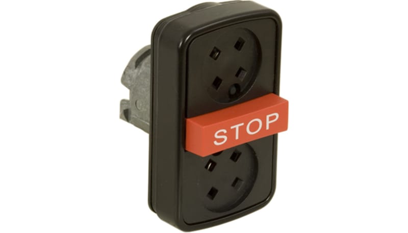 Schneider Electric ZB4BA7917 Black, Red Push Button Head, Spring Return ...
