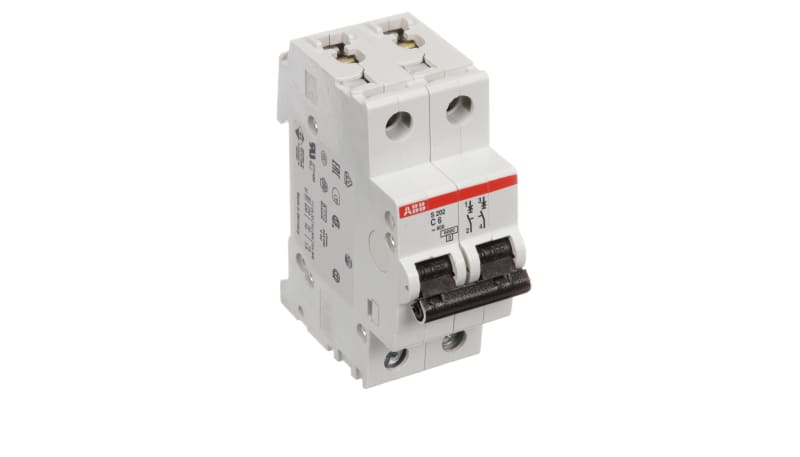 ABB S202-C6 Circuit Breaker, 2-Pole, C Curve, 6A, 6kA, 480Y/277VAC ...