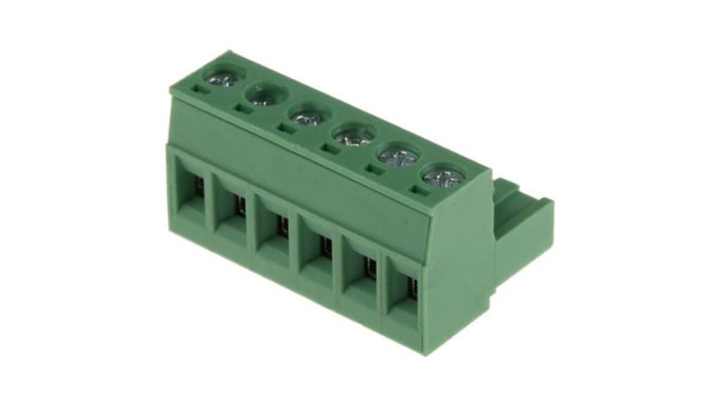 RS PRO 8744714 Terminal Block Pluggable 6 Position Plug Screw Green 15A ...