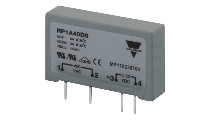 Carlo Gavazzi, Inc. RP1B48D6 Solid-State Relay,Instant On,SPST,NO,5.5A ...