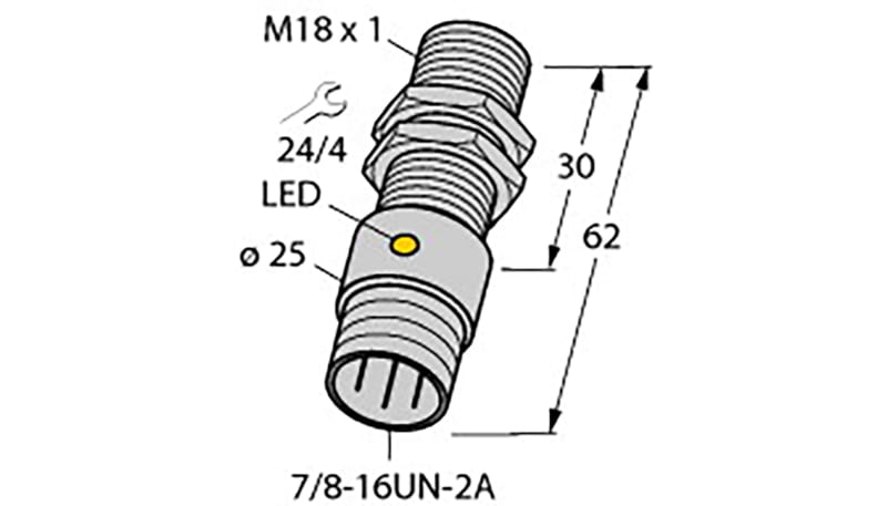 Turck BI5-EM18-Y1X-B1341/S561 ProXimity Sensor, 5mm Sensing Distance ...