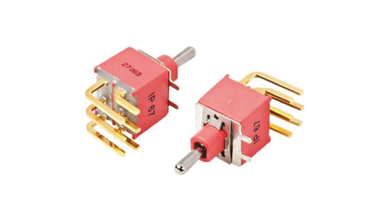 RS PRO 7346965 DPDT Toggle Switch On-Off-(On) PCB 400mA 20VAC/DC Gold ...
