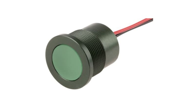 RS PRO 8987747 Indicator 0.9" Panel Mount LED Flush Green Lead Wires ...