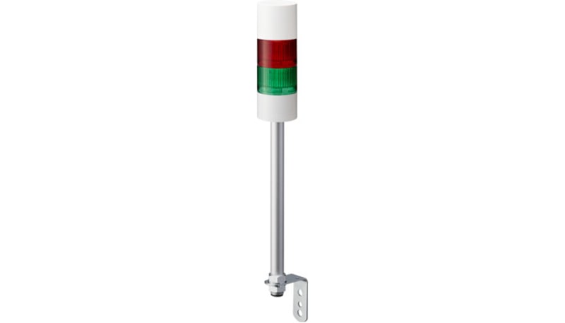 Patlite LR6-202LJBW-RG Light Tower, 60mm, 2-Tier, 24VDC, Pole Mount, Flash/Buzz, White, LR6 Series