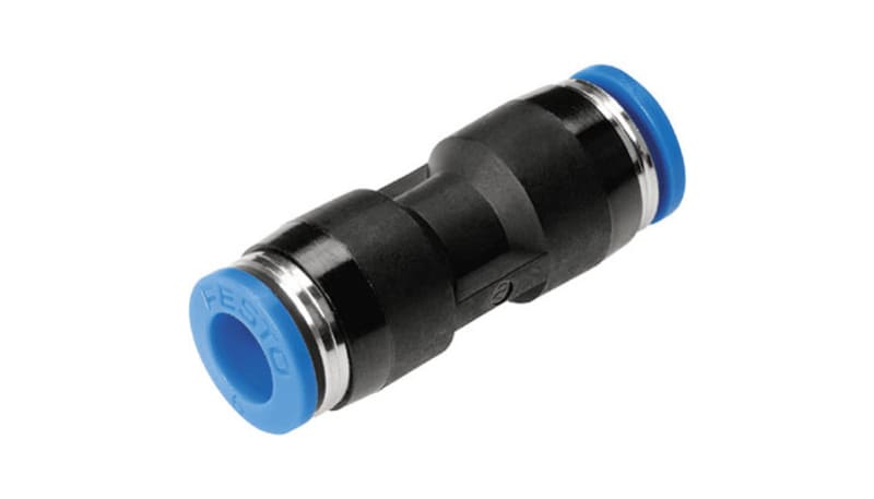 Festo QS-12 Push-in Connector, 2 Ports 12mm OD tube, Blue ring