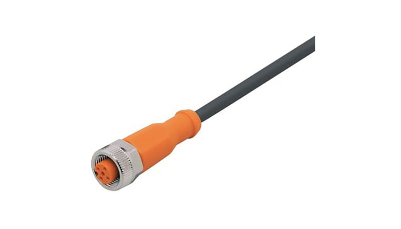 ifm efector EVC083 Cordset, M12 Female to Pigtail, 20 m, PUR, EVC Series