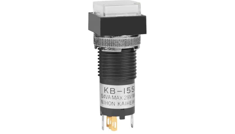 NKK Switches KB15SKG01-5D-JB Switch,P/B,SPDT,ON-(ON),Sq,Bushing Mnt,Amb ...