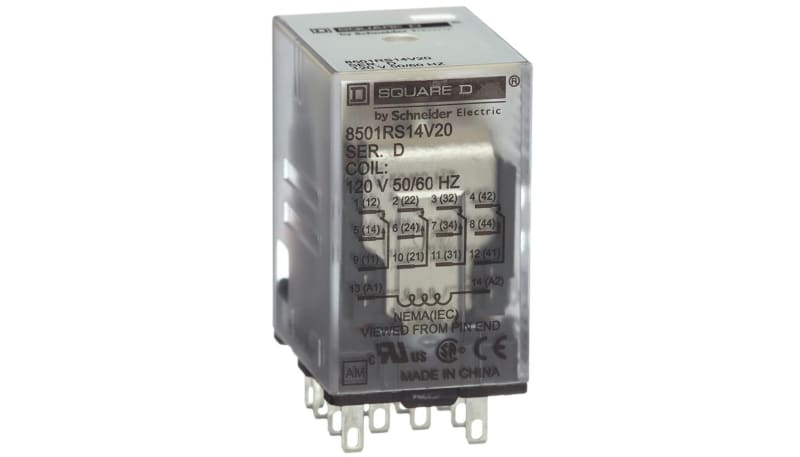 Schneider Electric 8501RSD24V56 Relay 48VDC Control 4PDT 300VAC 3A ...