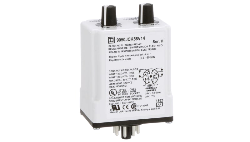 Square D 9050JCK58V14 Time Delay Relay Type 9050, Repeat Cycle-Off ...