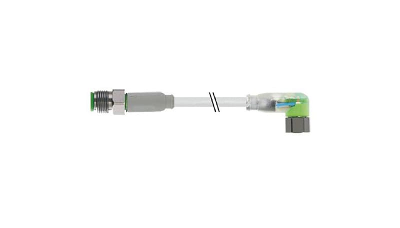 RS PRO 1547781 Cordset 3 Pole R/A M8 Socket to 3 Pole Straight M8 Plug ...