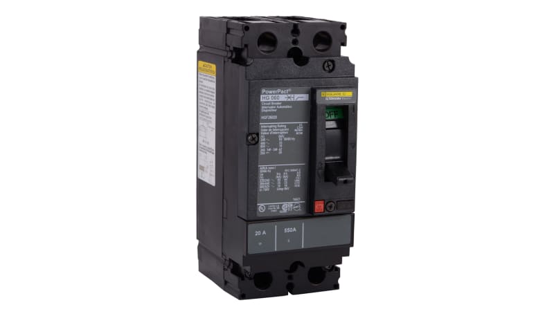Square D HGF26020 PowerPact H Circuit Breaker, ThermMagn, 20A, 2P, 600V ...