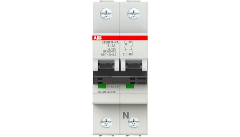 ABB ST201M-Z13NA Circuit Breaker,Miniature,DIN Rail Mount,Z Curve,1 ...