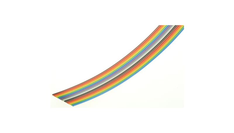 RS PRO 359942 IDC Flat Ribbon Cable 16 Conductor Stranded 28AWG Rainbow ...