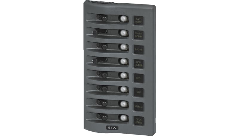 Blue Sea Systems 4378-BSS Panel WD 12VDC CLB 8pos Gray