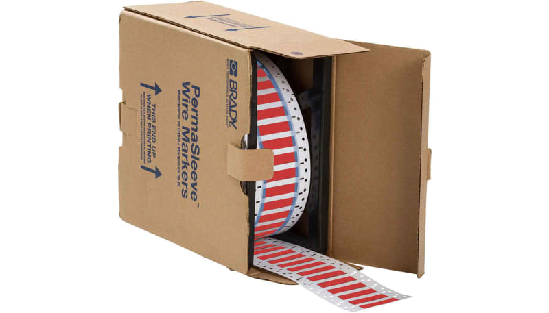 Brady PS-375-2-RD-2 Polyolefin Single-Side Marking Sleeves, 0.375"Dia x ...