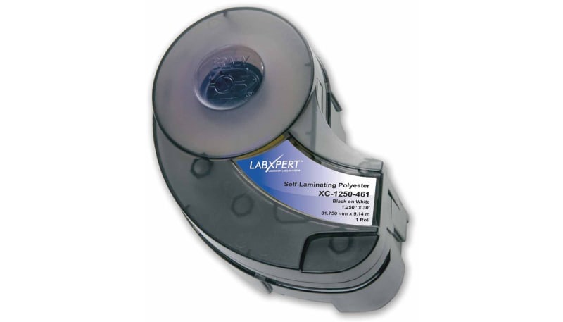 Brady XC-1250-461 Polyester Lab Label Cartridge, 1.25" x 30'L, Black on ...