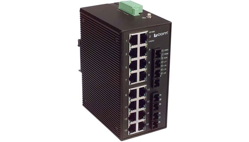 L-com IES-2220-S40 IES-Series 20 Port Industrial Ethernet Switch 16x ...