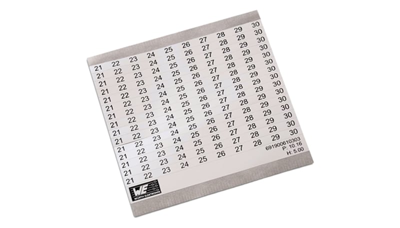 Wurth Elektronik 691900610103 Label, Terminal block, 10.16mm pitch, 15 ...