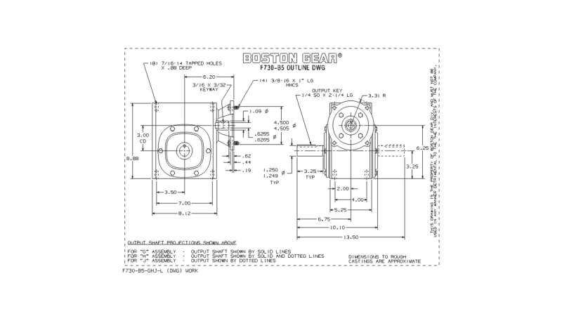 Boston Gear (Altra) F730-60-B5-H Speed Reducer, Gearbox, Right Angle ...