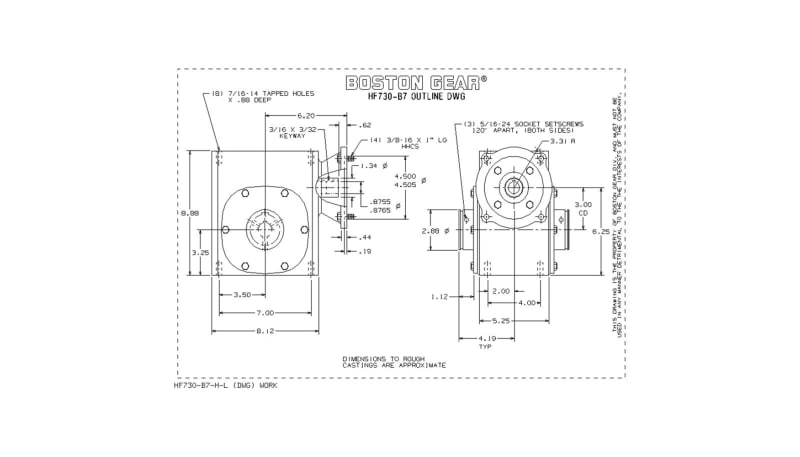 Boston Gear (Altra) HF730-50-B7-H-P20 Speed Reducer, Gearbox, Right ...