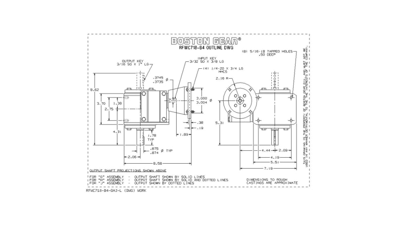 Boston Gear (Altra) RFWC718-200-B4-G Speed Reducer, Gearbox, Right ...