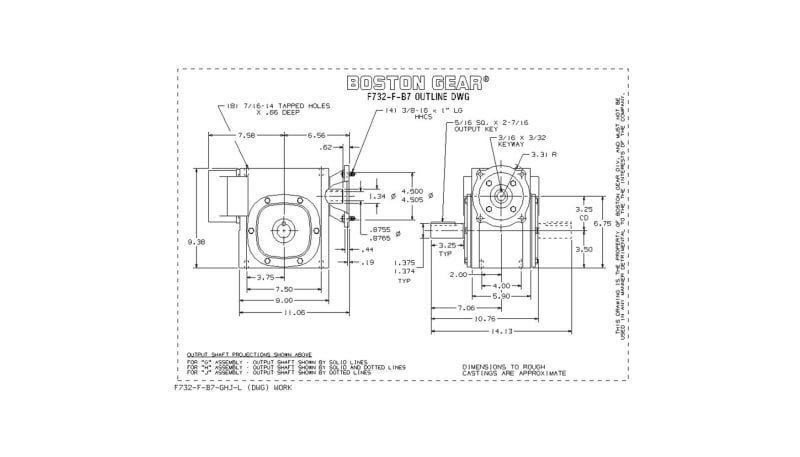 Boston Gear (Altra) F732-30F-B7-G Speed Reducer, Gearbox, Right Angle ...