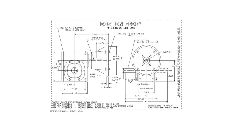 Boston Gear (Altra) RF730-20-B9-J Speed Reducer, Gearbox, Right Angle ...