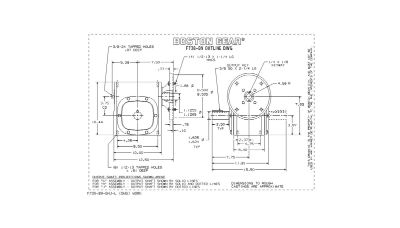 Boston Gear (Altra) F738-15E-B9-H Speed Reducer, Gearbox, Right Angle ...