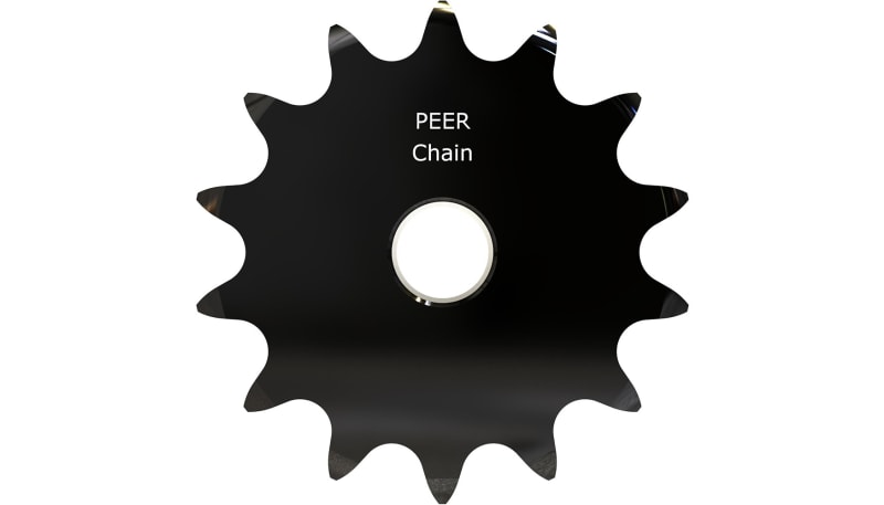PEER Chain PC80B14H X 1" BLK OX Sprocket, 80B14H X 1" PLAIN BORE-HRDND ...
