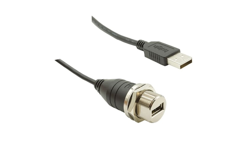Bulgin PXM0023/A/2M00/A Metal Rear Panel Mount USB A Female to USB A ...