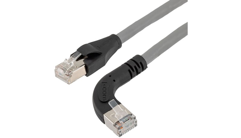 L-com TRD695ASZRA7GRY-1 Ethernet 6a 10gig Right-Angle Patch Cable, F ...