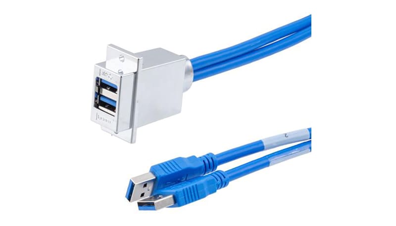 L-com ECF504-3DSAA-05M USB 3.0 Double Stack Adapter Cable, ECF Flange ...