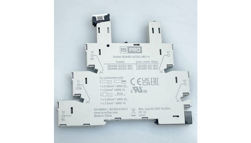 RS PRO 2824497 DIN Rail Relay Socket, 24V ac/dc, for use with RS PRO 1 ...