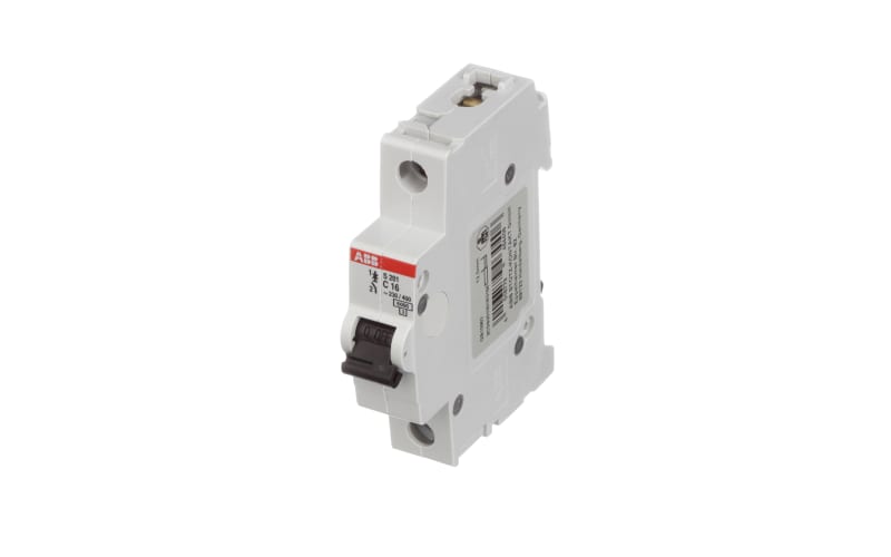 ABB S201-C16 Circuit Breaker, Supplementary, C Curve, 1-Pole, 16A, 480Y/277 VAC, UL1077, DIN