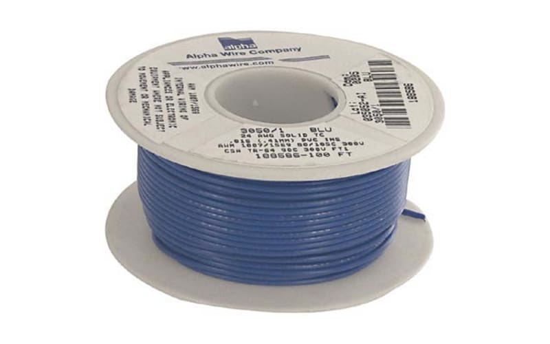 Alpha Wire 3050/1 BL005 Hook-Up Wire, 24 AWG, Solid, 0.016 in., 0.057 ...